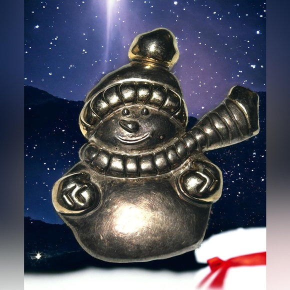Jewelry | Vintage Mj Silver Tone Snowman Pendant Broochmeasures 2 14 L ...
